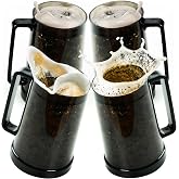 Amazon.com | Granatan Beer Mugs with Gel Freezer 16 oz, Clear Double ...