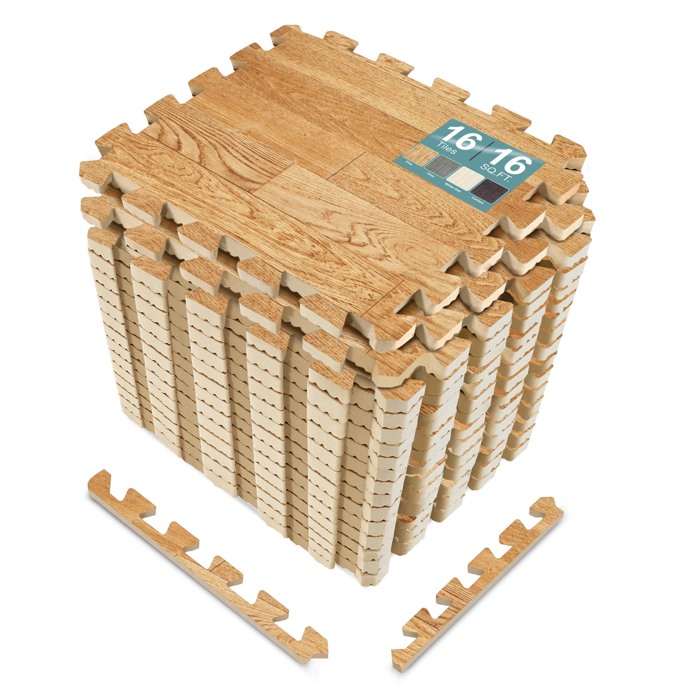 Sorbus Wood Grain Floor Mats Foam Interlocking Mats Each Tile 1 Square ...