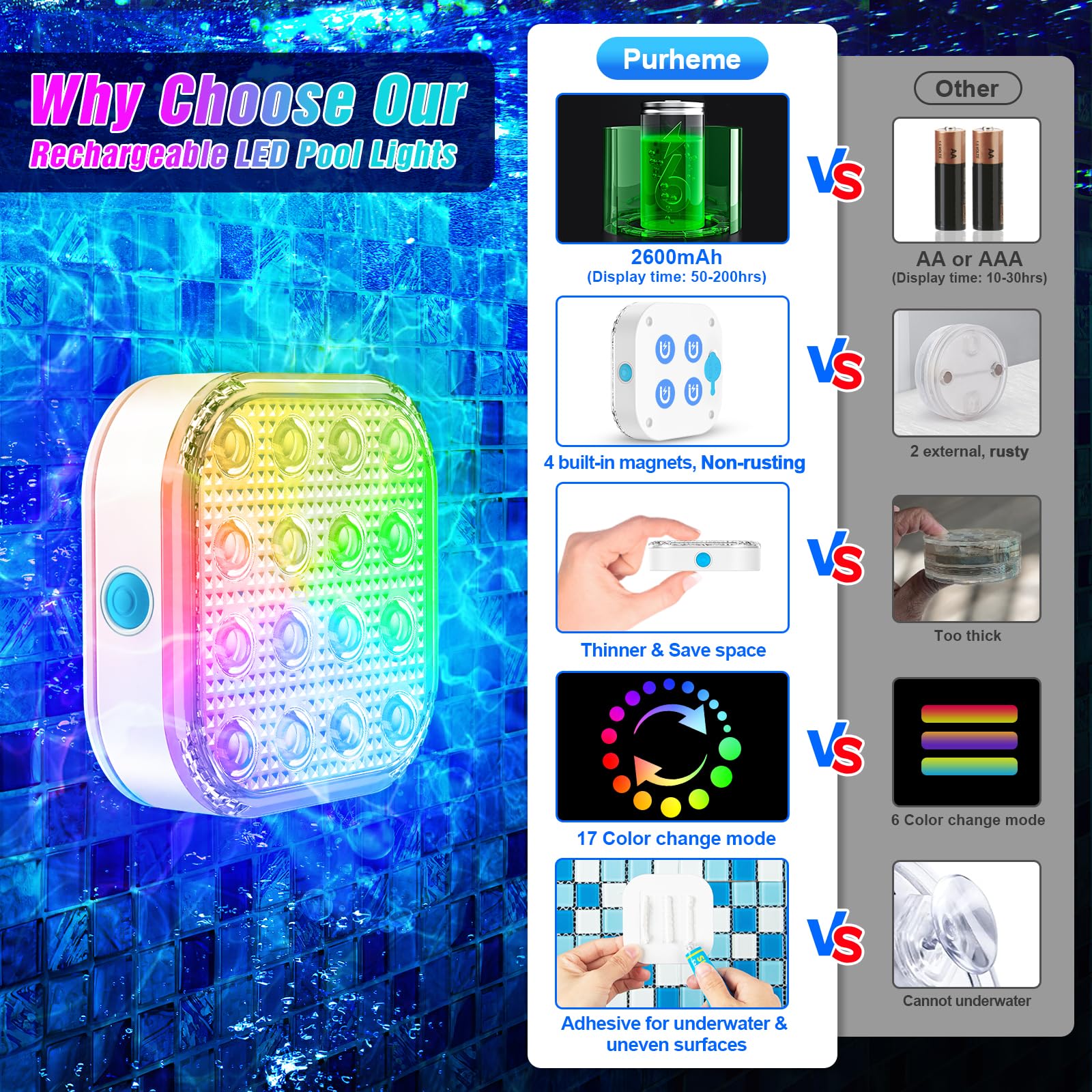 Mua Submersible LED Lights with Remote, Waterproof Underwater LED Light ...