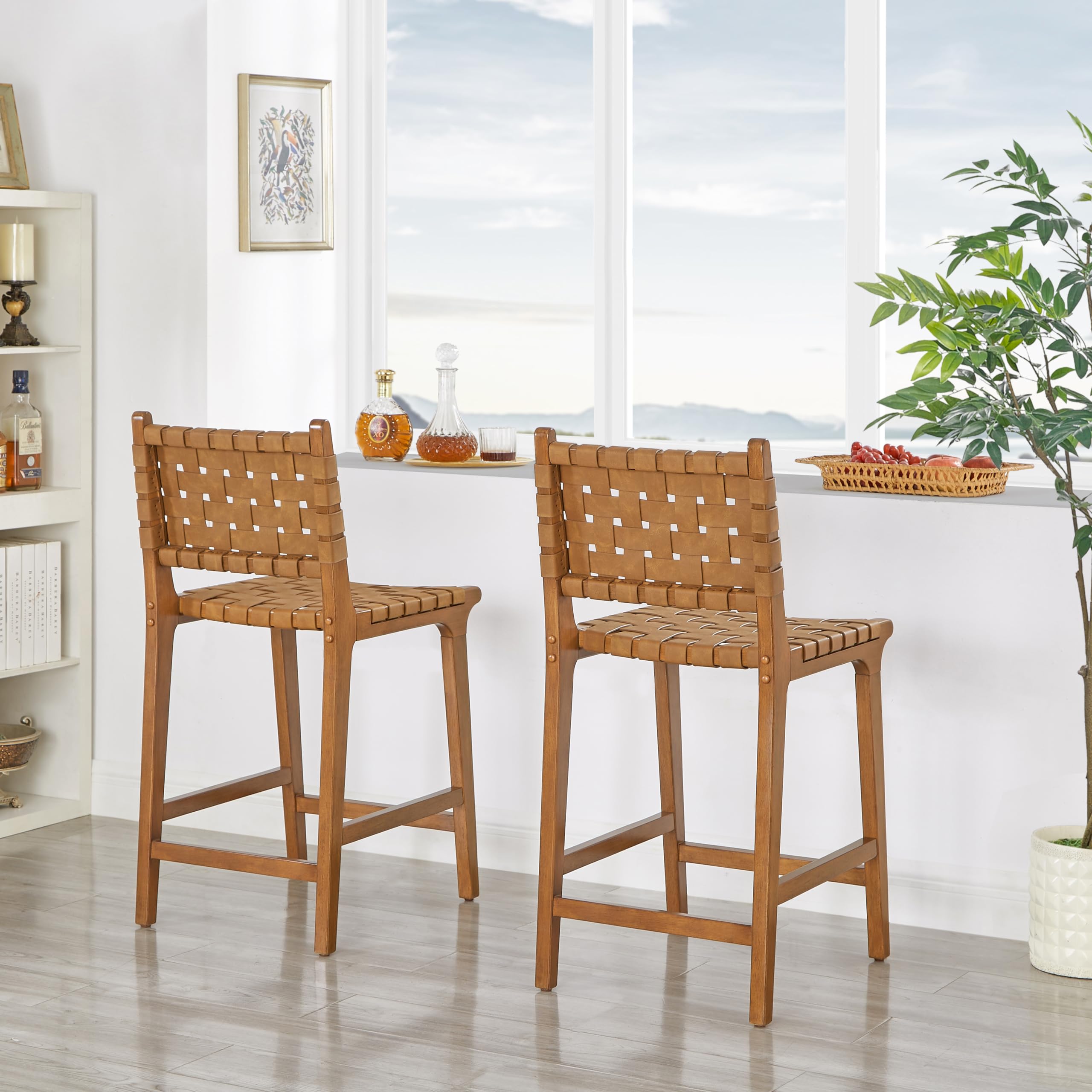 Mua Ball & Cast Kitchen Island Bar Stool Faux Leather Woven Counter ...