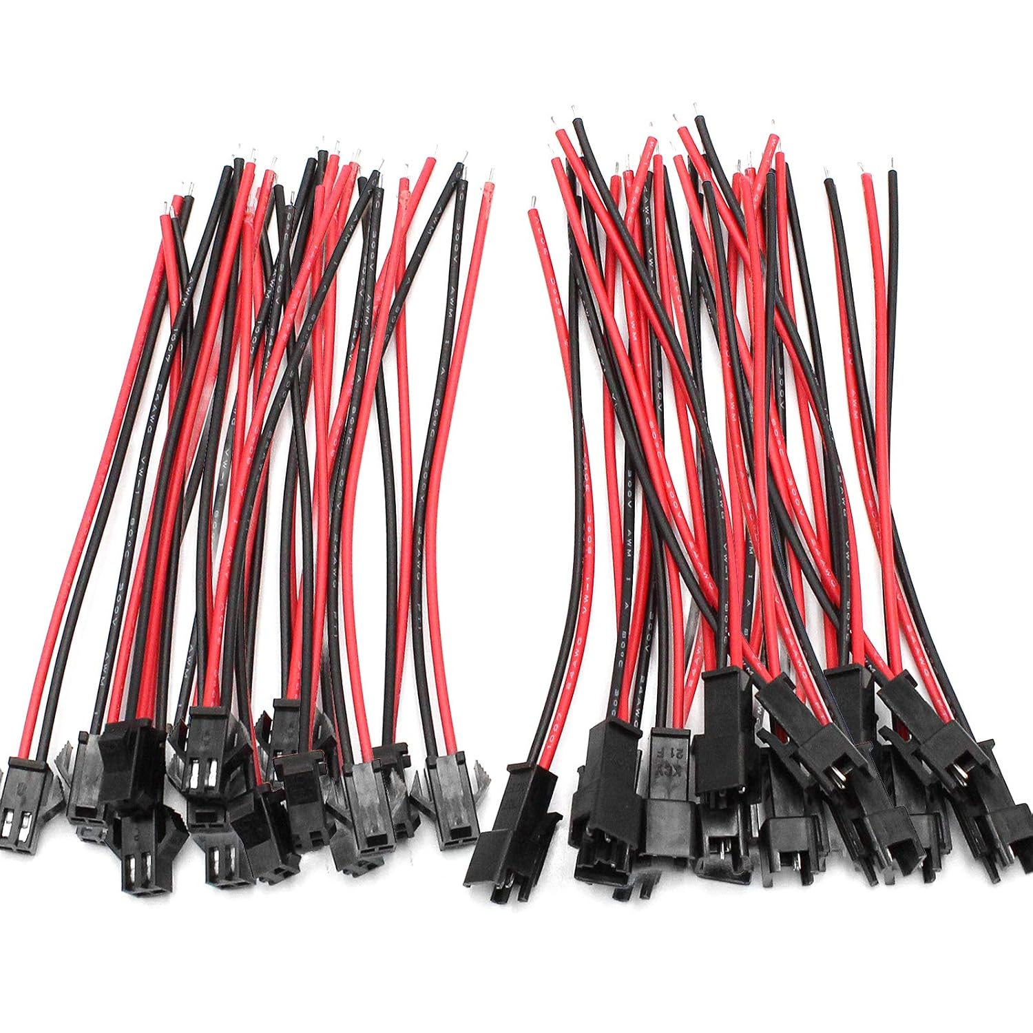 D-Orange 20 Pairs JST Connector Wires 2 Pin Male Female JST Plug Connectors 24AWG JST SM Plug ...