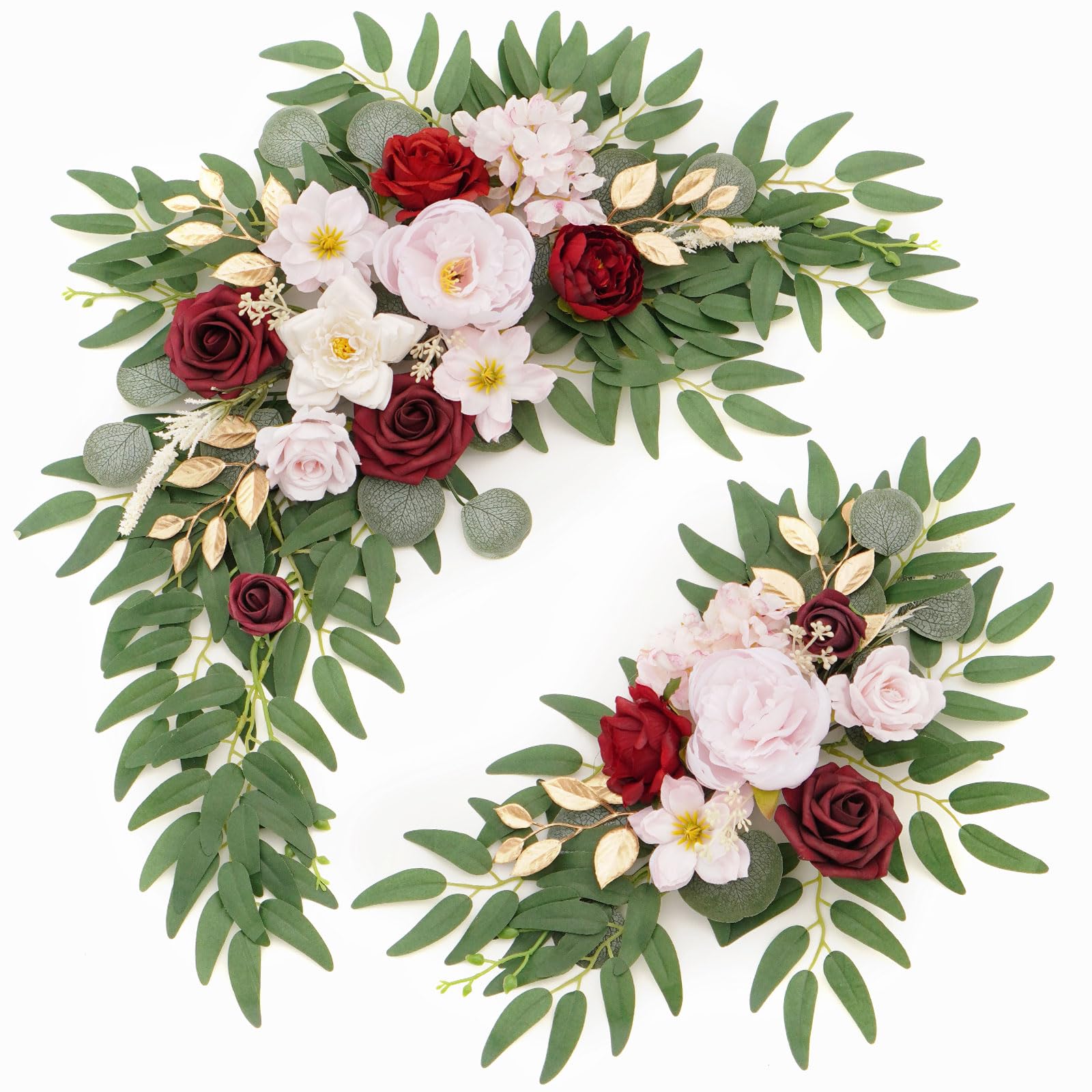 Piklado Faux Flower Swag Set of 2 for Wedding Welcome Signs Floral Swag ...