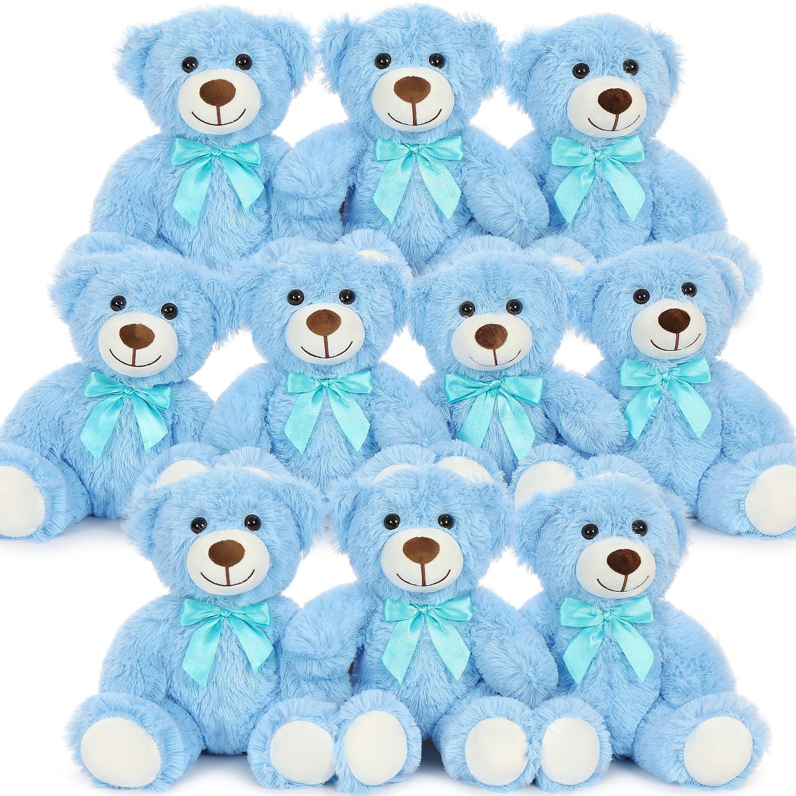 MaoGoLan Bulk Teddy Bear Baby Shower, 10 Packs Small Light Blue Teddy ...