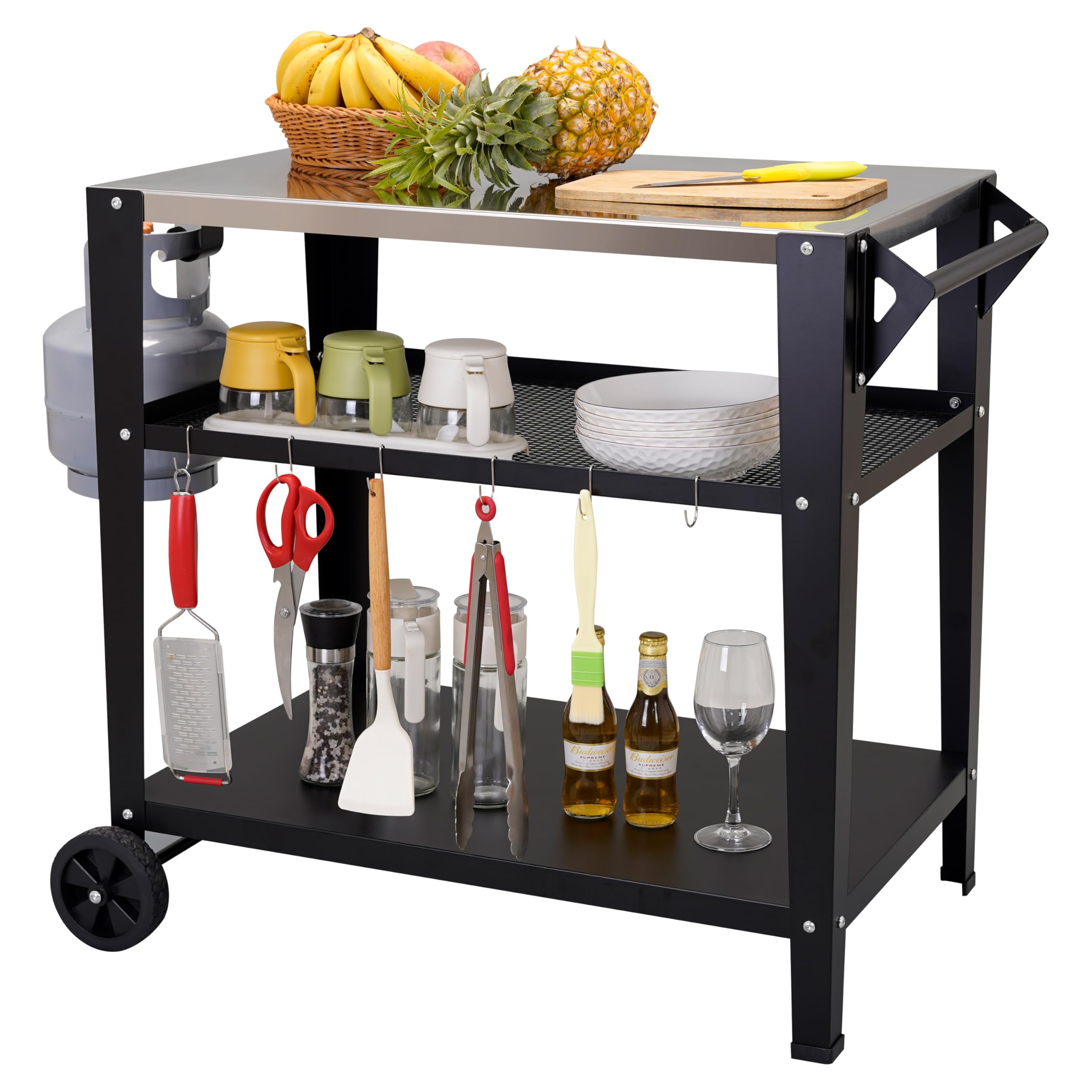 LEETOLLA Stainless Steel Outdoor Grill Tabl Pizza Oven Cart for Outside ...