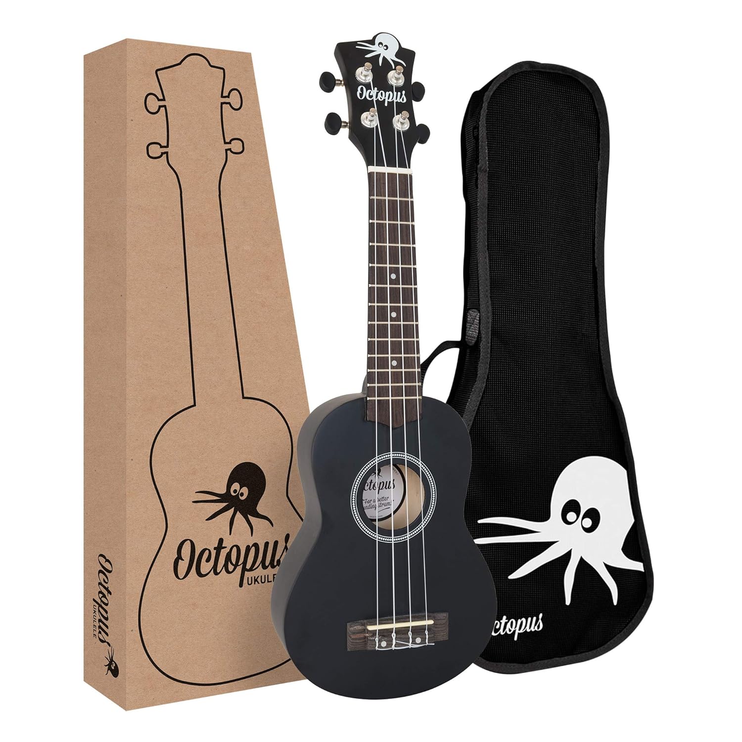 Octopus Ukulele UK200D-BK Soprano Ukulele - Matt Black: Amazon.co.uk ...