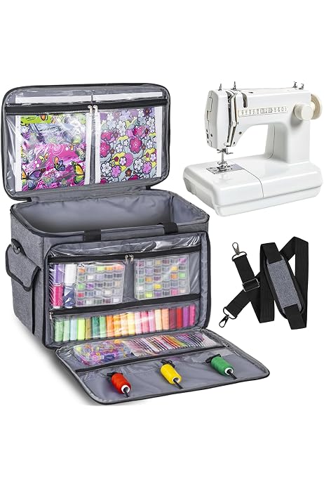 Large Pink Rose Sewing Machine Case - Universal Tote With Storage ...