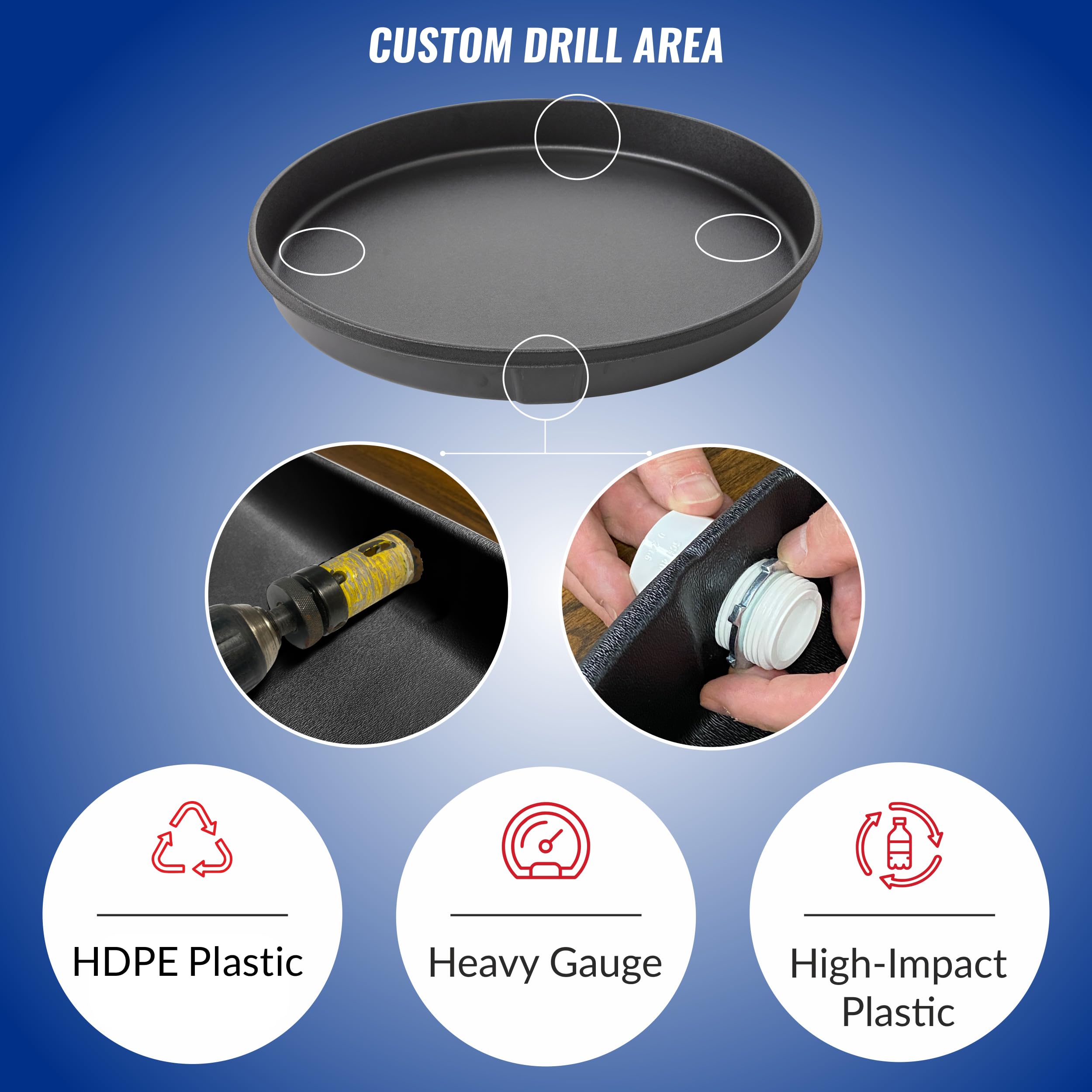 Water Heater Drain Pan Undrilled - HDPE Anti Flood Pan With 1" Drain ...