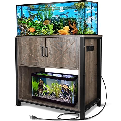 Beuruku 40 Gallon Aquarium Stand with Cabinet & Power Outlets, Heavy ...
