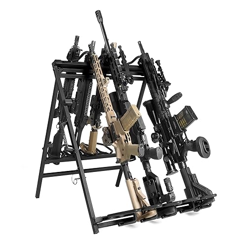 Savior Equipment Portable Folding 9 Gun Free-Standing Rifle Rack, Heavy ...