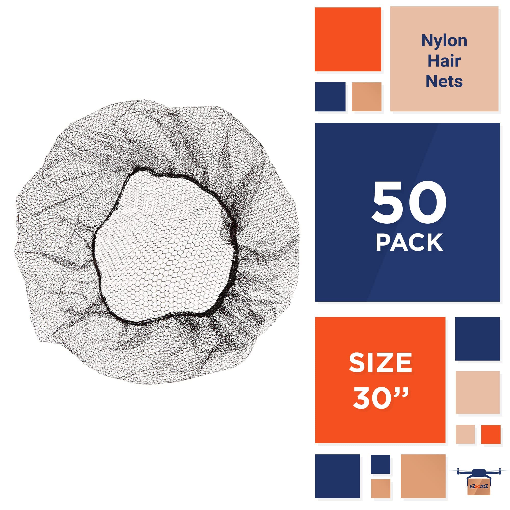EZGOODZ Black Disposable Hair Net 30 Inches. Pack Of 50 Nylon ...