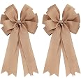 Amazon.com: Meseey 2 Pcs 20 x 10 Inch Large Burlap Bows Farmhouse ...