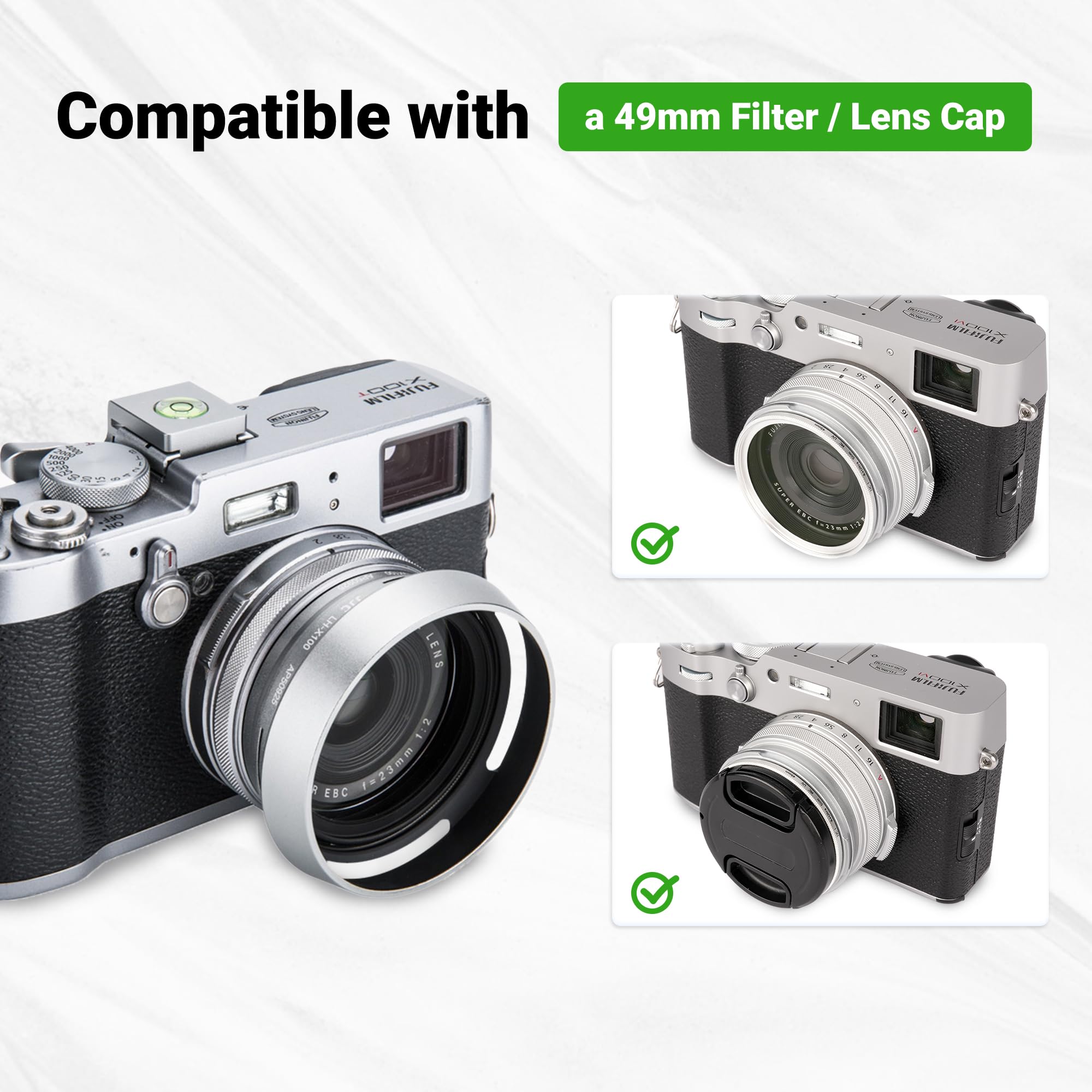 JJC Lens Hood For Fujifilm Fuji X100 X100VI X100V X100F X100S X100T X70 Cameras With 49mm ...