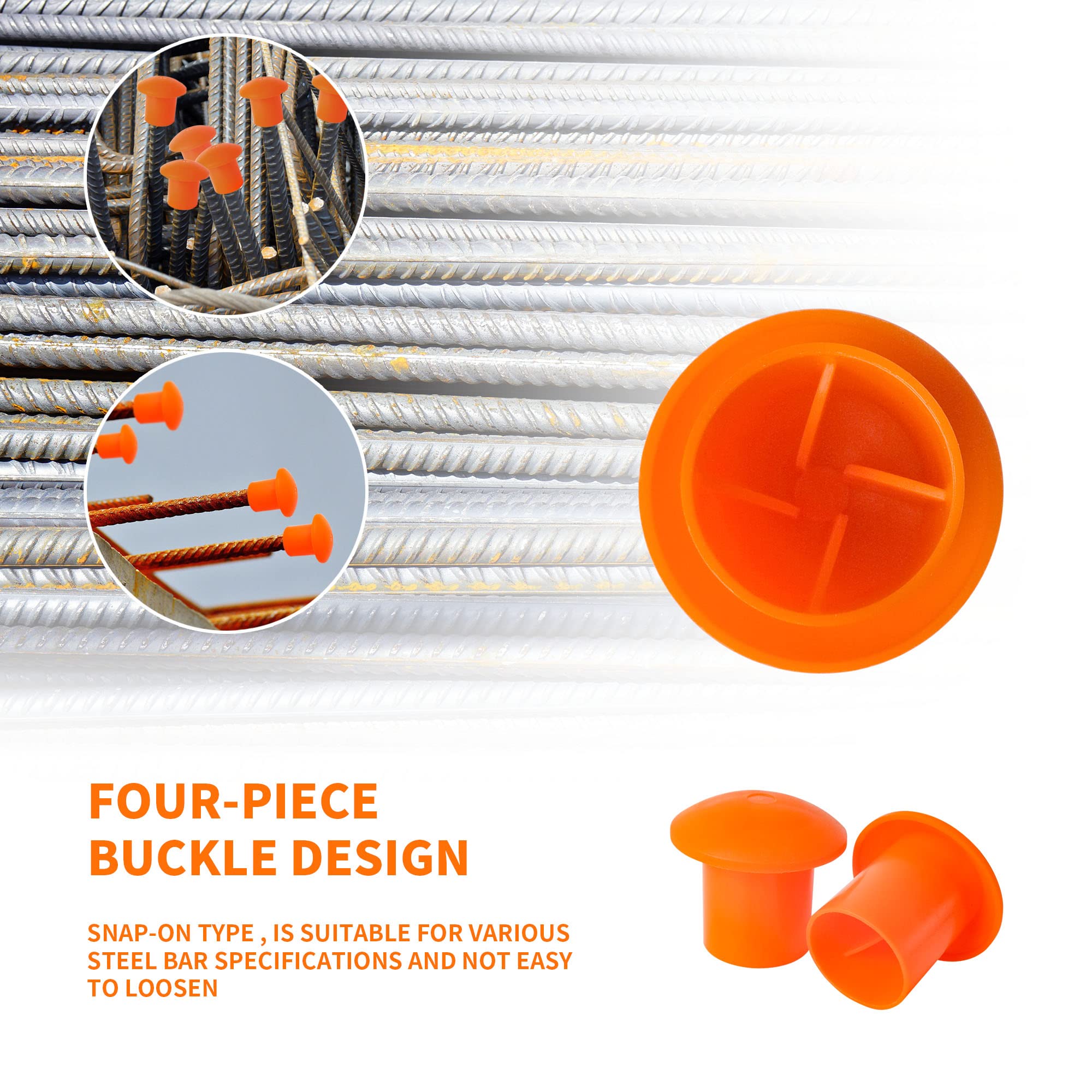 80 Pcs Rebar Caps, Mushroom Rebar Safety Cap, Orange Plastic Rebar ...
