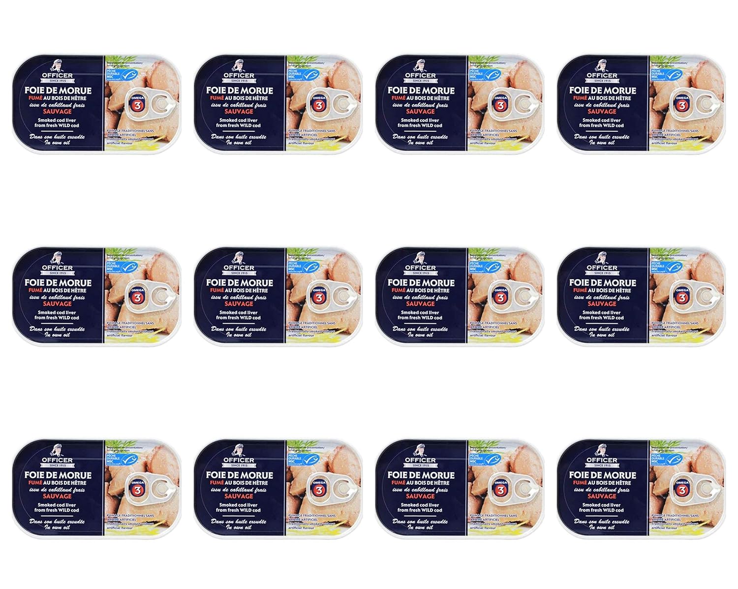 Wild Officer Smoked Cod Liver 120g Pack of 12: Amazon.com: Grocery ...