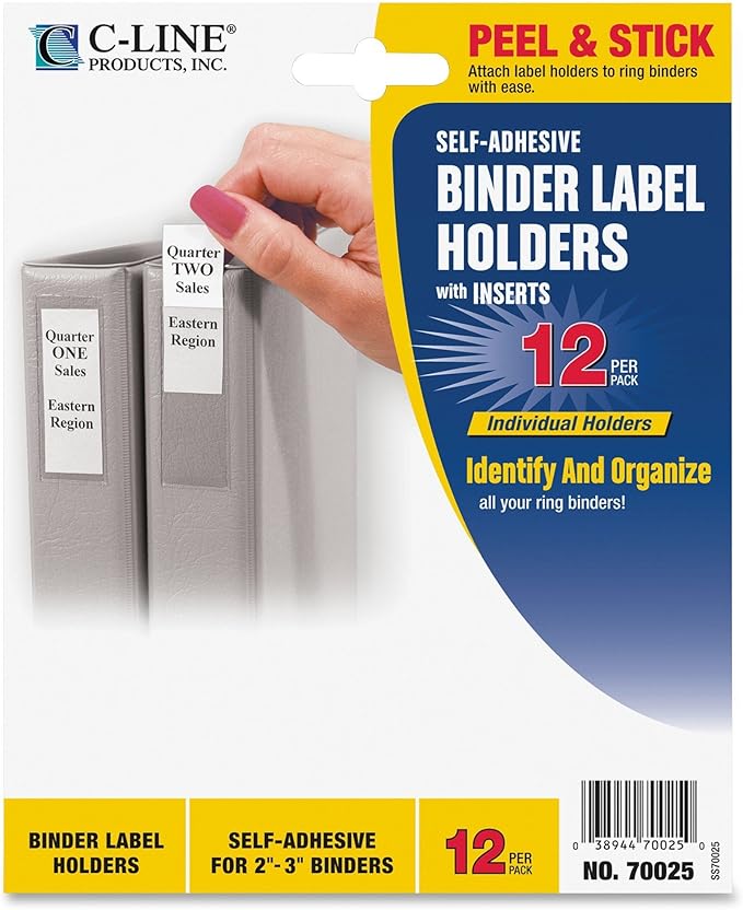 Amazon.com : Self-Adhesive Label Holders for 2" to 3" Binders, Inserts ...