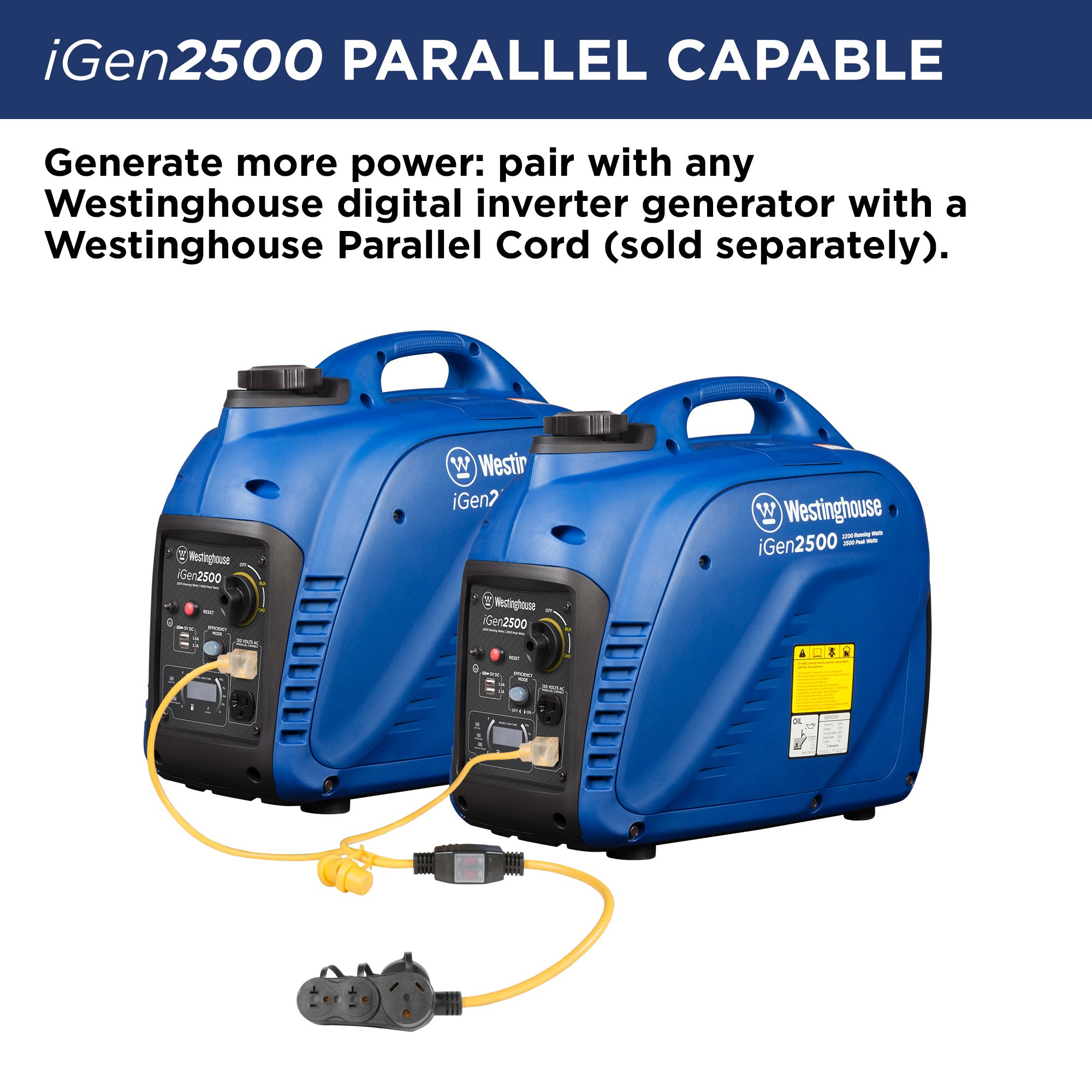 Westinghouse iGen2500 Portable Inverter Generator - 2200 Rated Watts ...