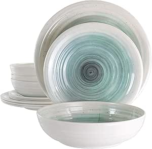 Amazon.com | Elama Lightweight Dinnerware Set, 12 Piece, White and ...