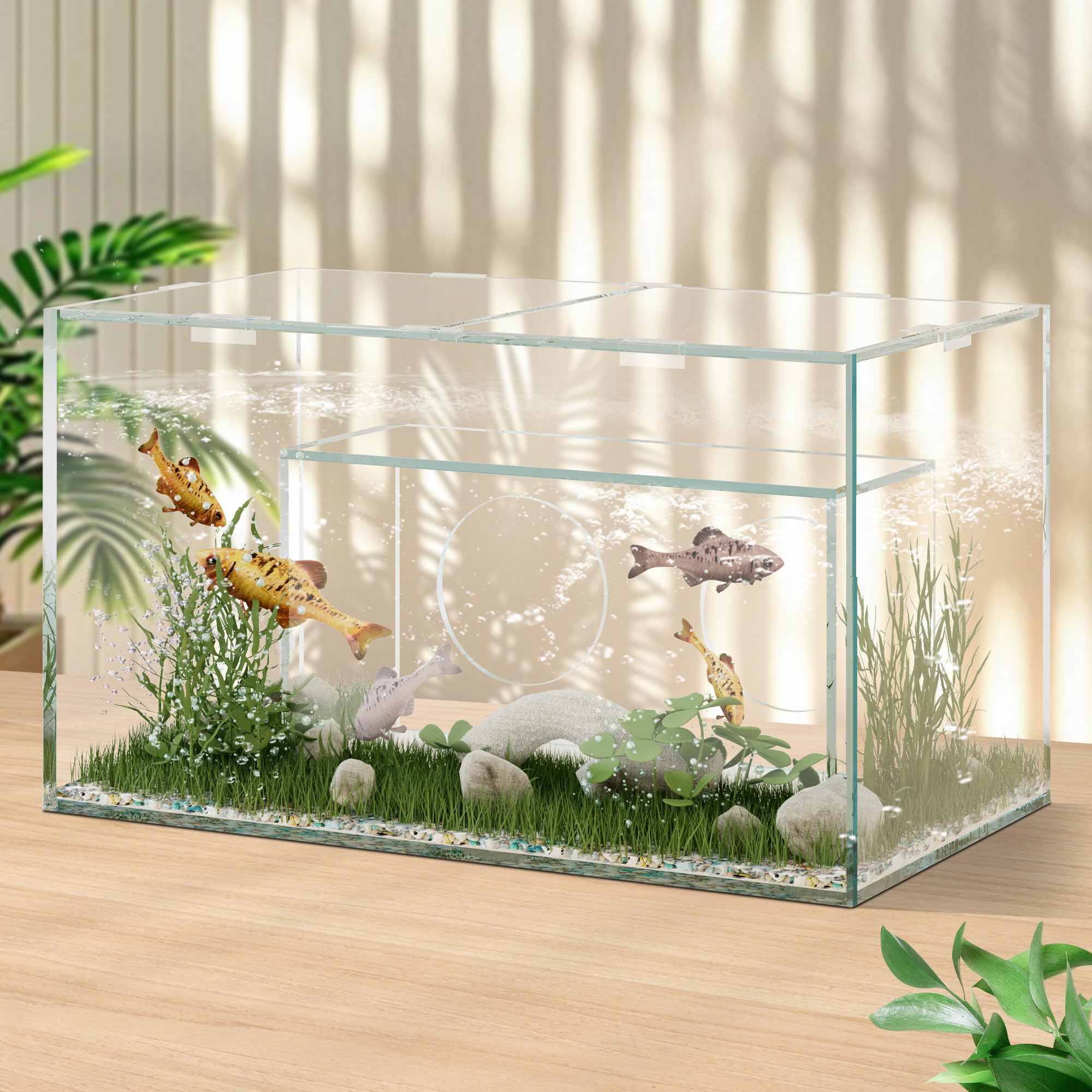 Oudbo Molartte Fish Aquarium for Cat, 42 Gallon Fish Tank Glass ...