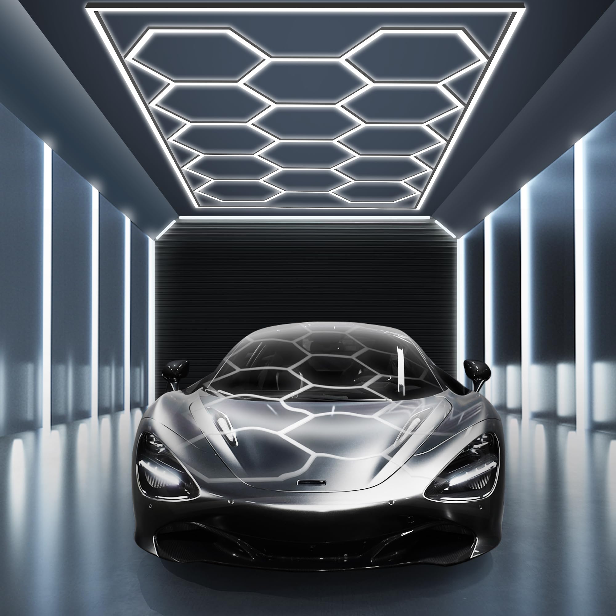 MODERN Hexagon Garage Light: Higher Brightness 720W 86400 Lumens ...