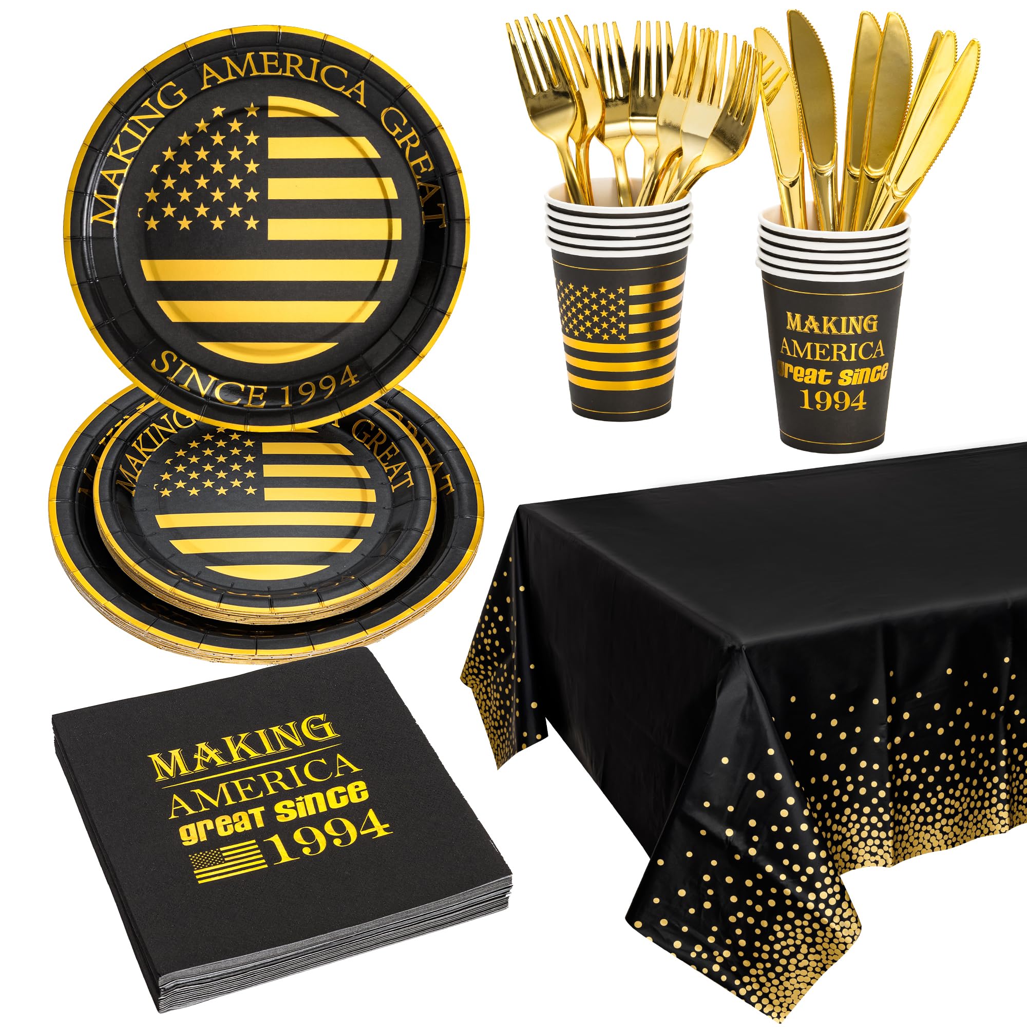 Crisky 30th Birthday Plates and Napkins Black Gold for Men 30th ...