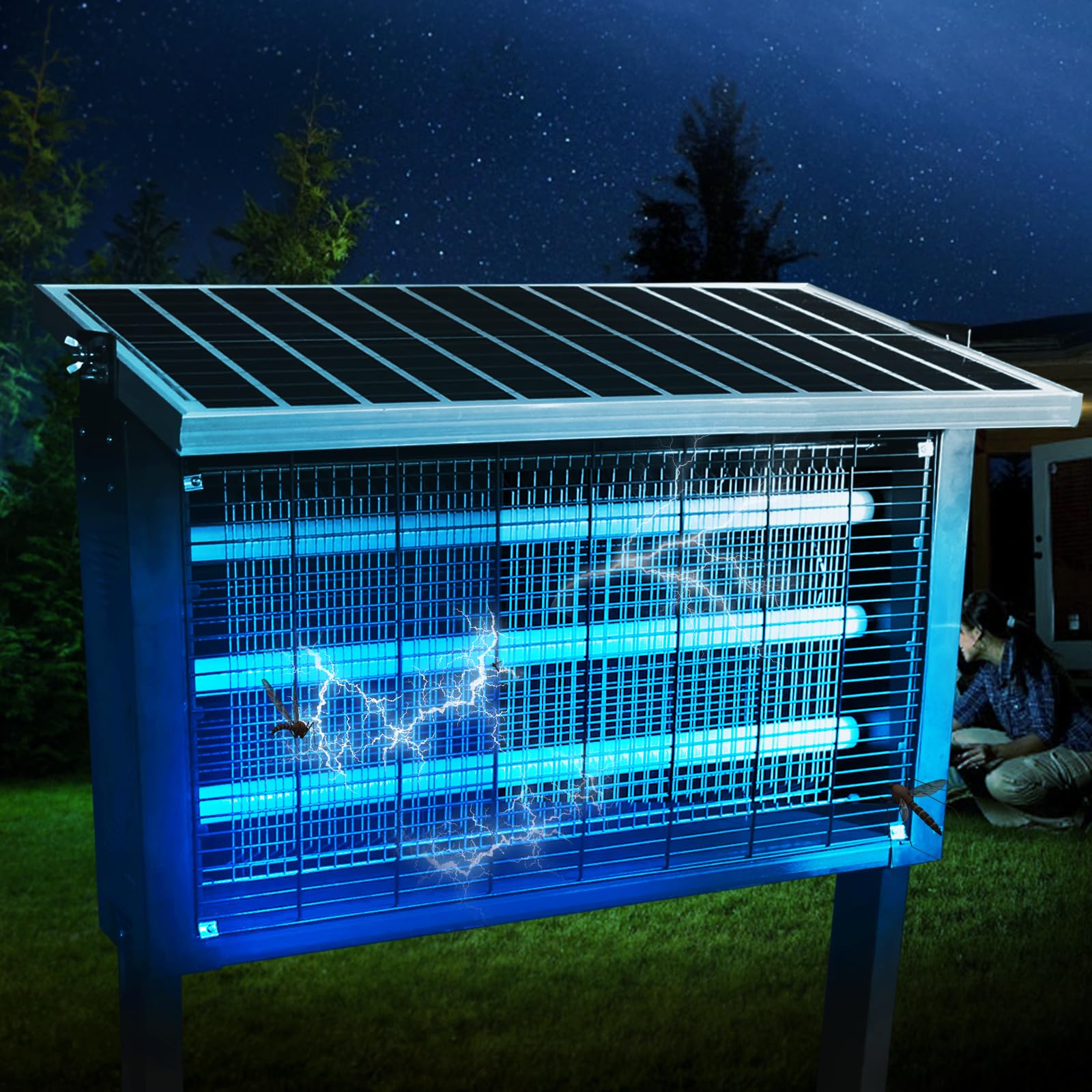 Super Large Solar Bug Zapper Outdoor for 8000 sq.ft, Portable Mosquito ...
