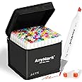 Amazon.com : AnyMark Alcohol Markers Brush Tip, 100+1 Colors Dual Tip Brush & Chisel Alcohol ...