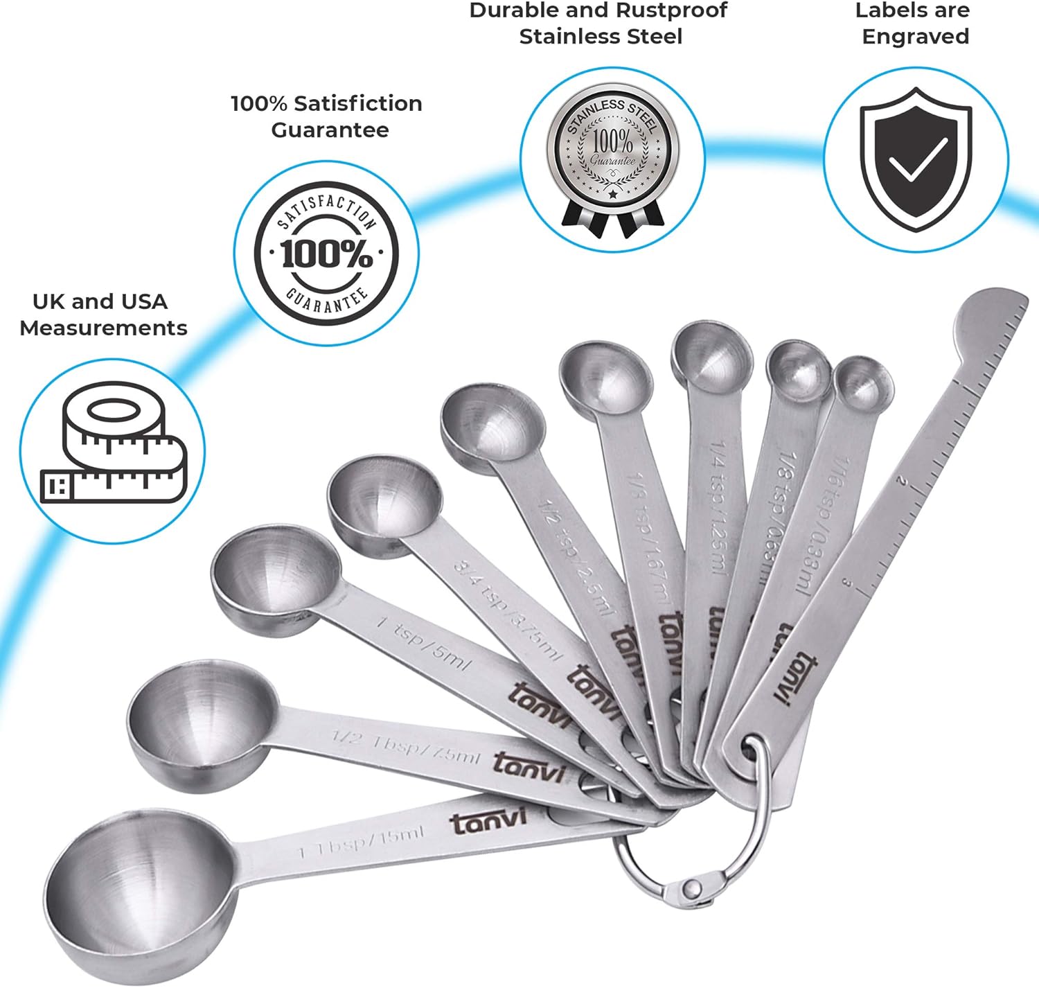 Tanvi Measuring Cups and Spoons Set (19 PCS) – Stainless Steel ...