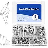 Amazon.com: 350 Pack Safety Pins, 5 Different Sizes Small and Large ...