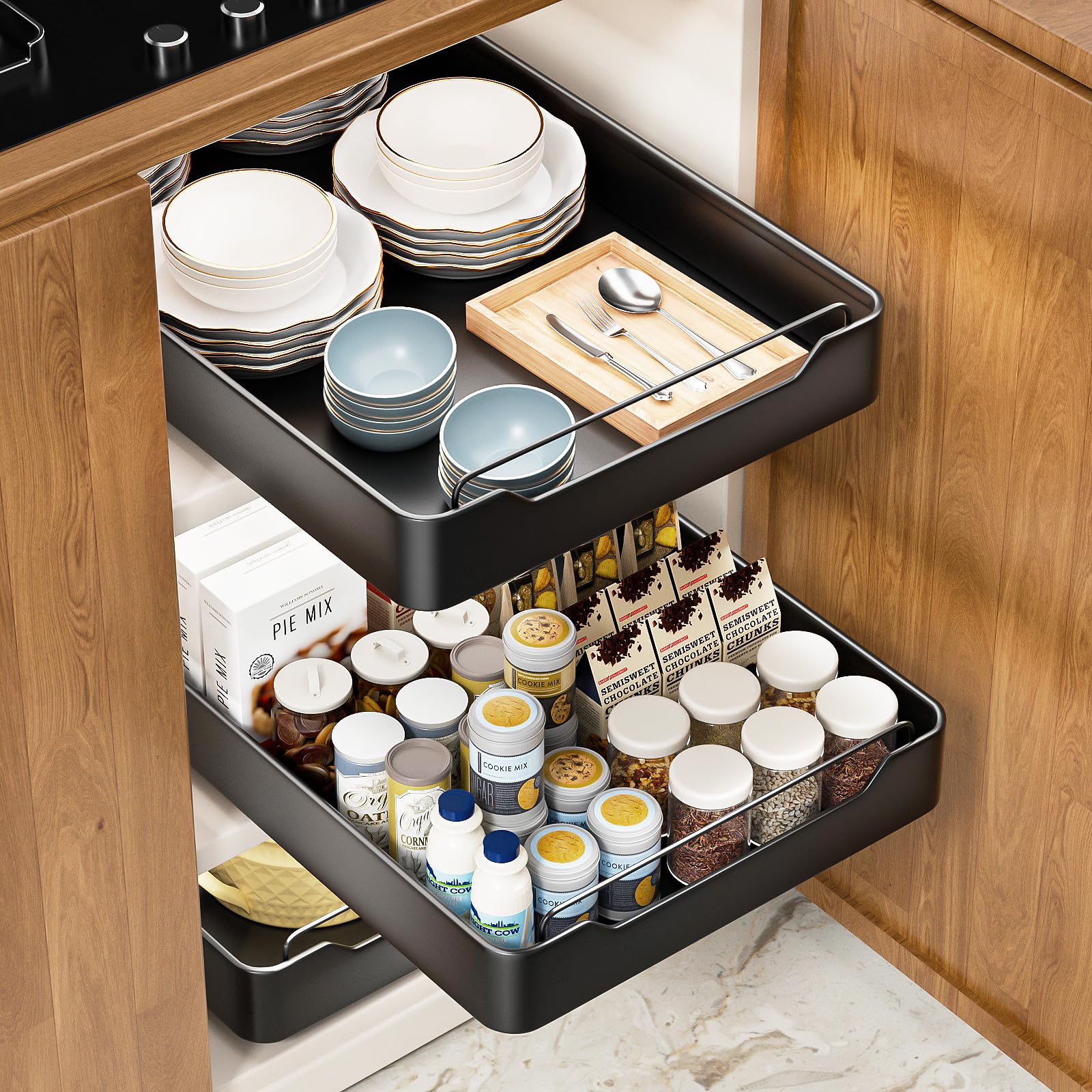 Pull Out Cabinet Organizer Fixed With Adhesive Nano Film, Heavy Duty ...
