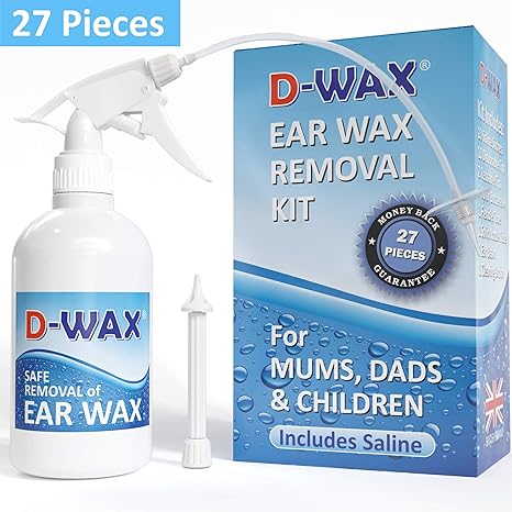 D-WAX Ear Wax Remover Kit - 27 Pieces Including 10 Saline Sachets, 10 ...