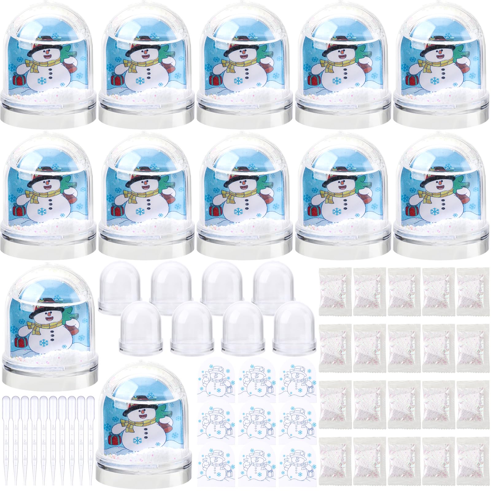 Poen 24 Set Christmas Snowman Snow Globe Kits for Kids Bulk Create Your ...