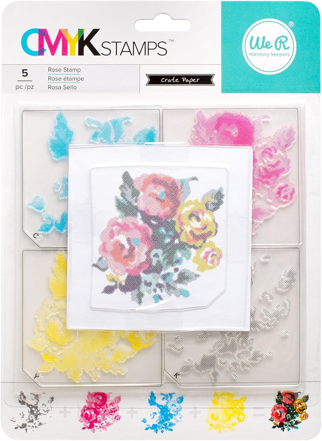 We R Memory Keepers Transparent CMYK Stamp Kit – Flower (5 Piece ...