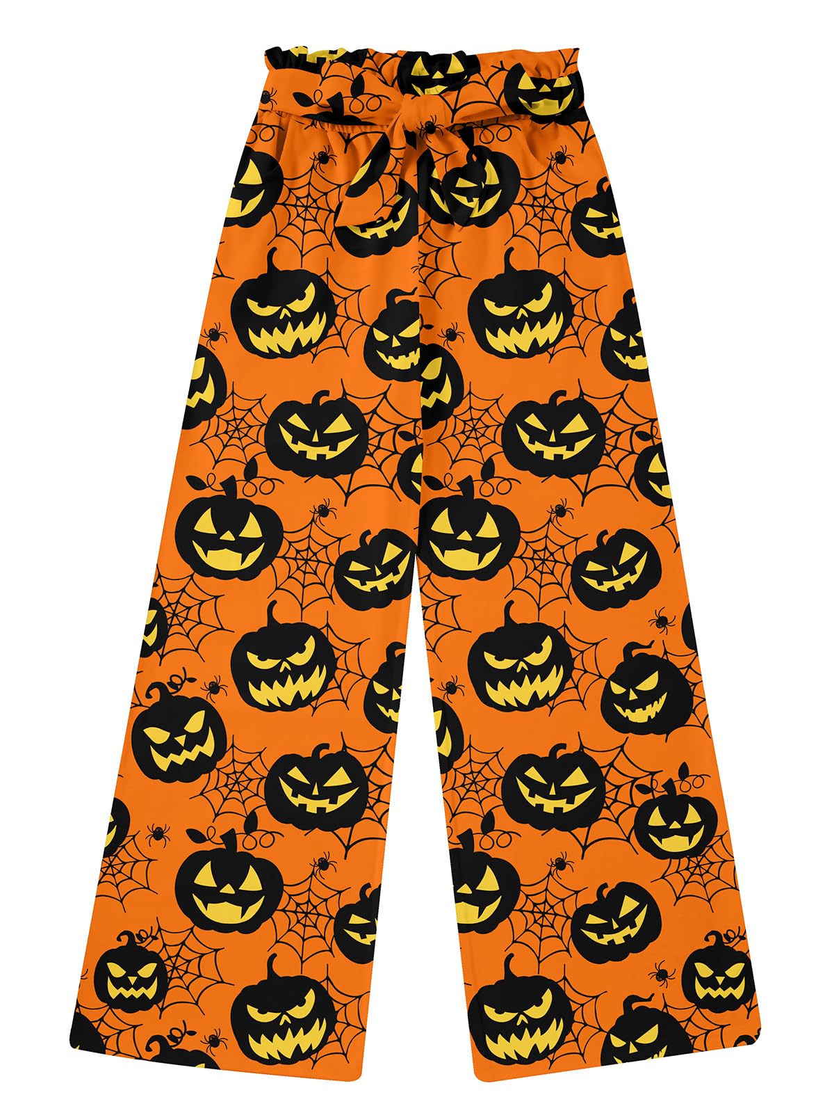 LIFAky Girls Halloween Pants Wide Leg Pants Halloween Pumpkin Print ...