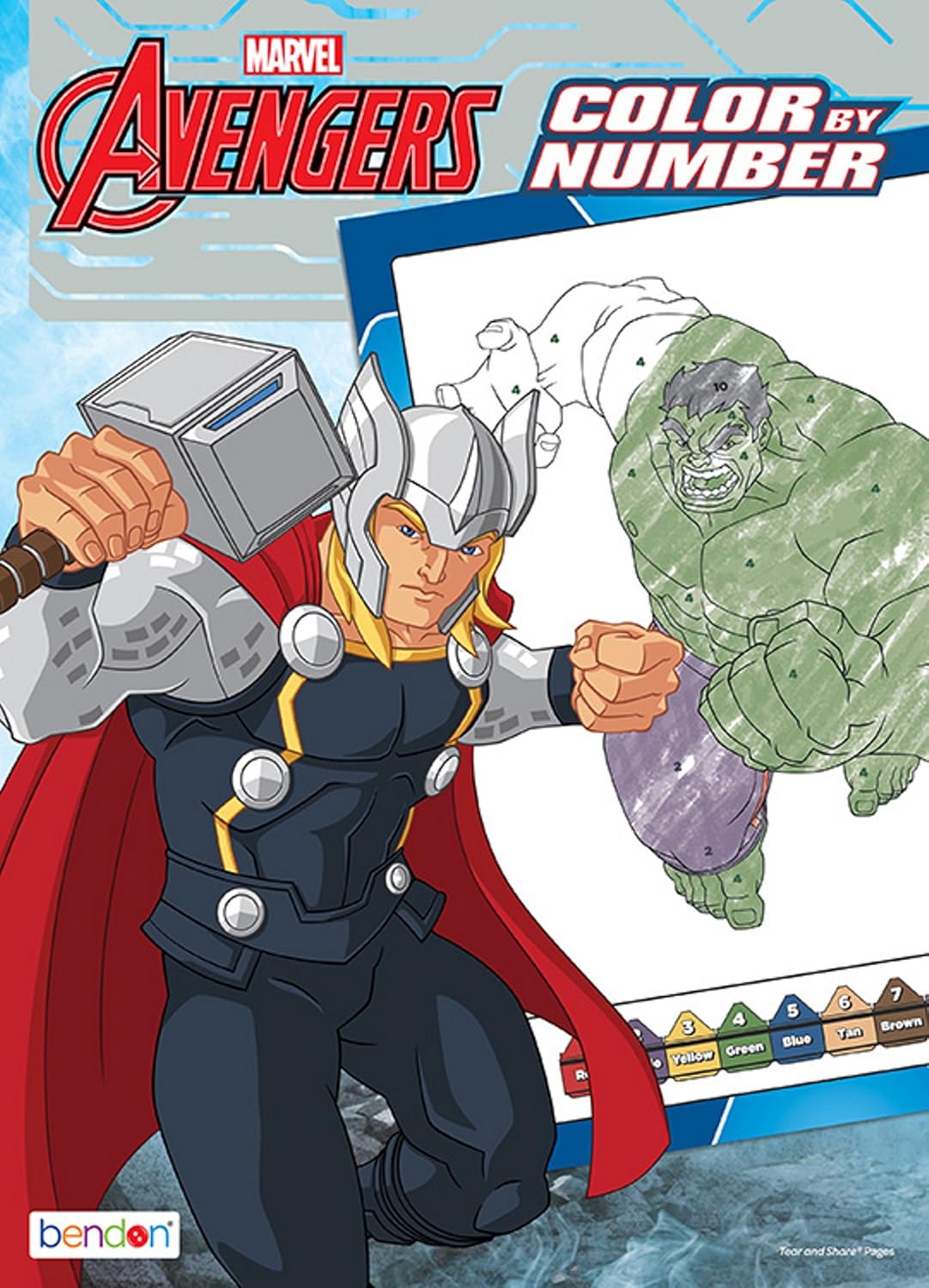 Amazon.com: Bendon Avengers 48-Page Color by Number Coloring Book with ...