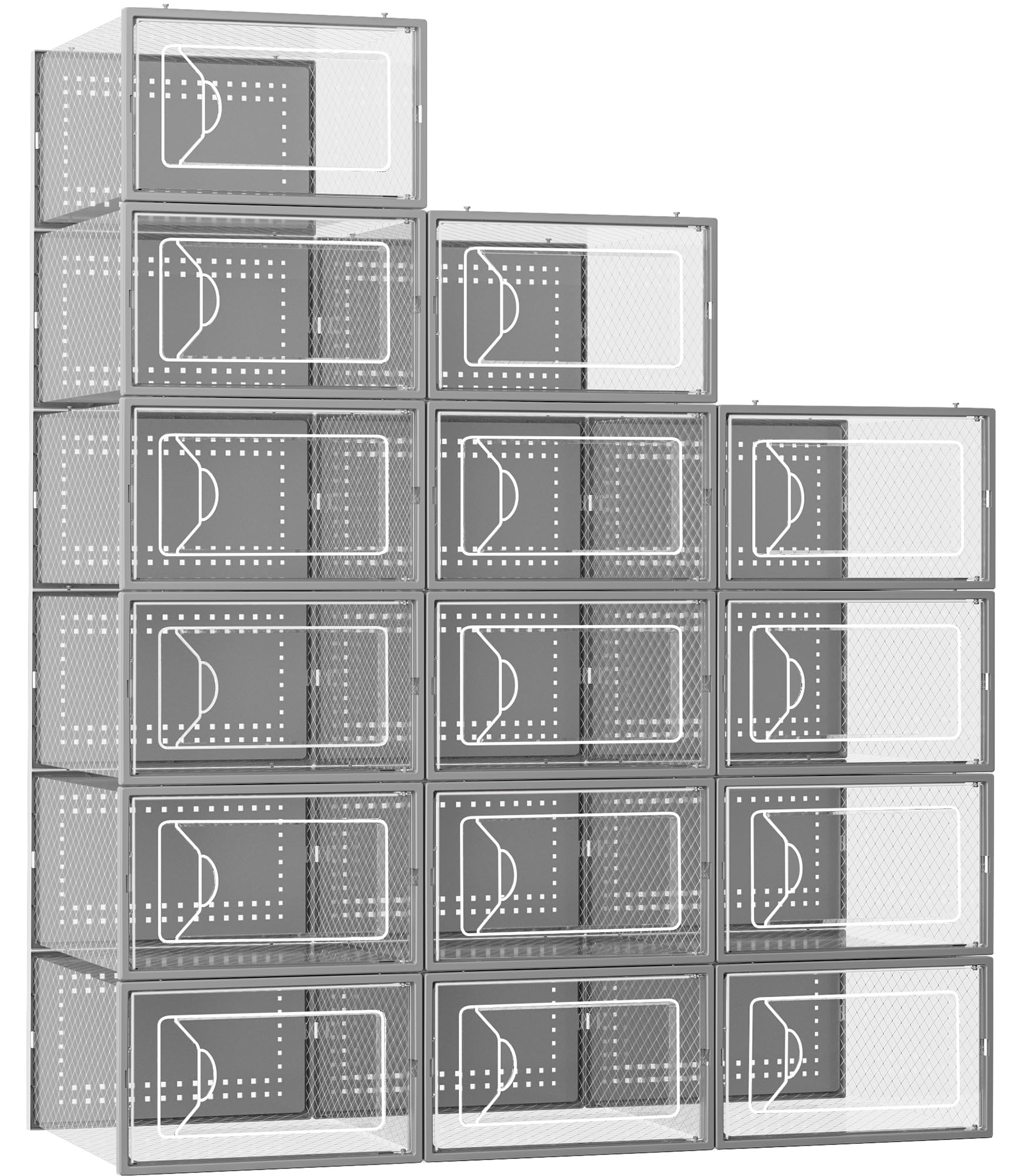 Foluck Shoe Storage Box, 15 Pack Clear Plastic Stackable Shoe Organizer ...