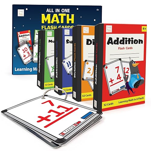 Hapinest Math Flash Cards Set for Kids Hole Punched with Rings - Learn ...