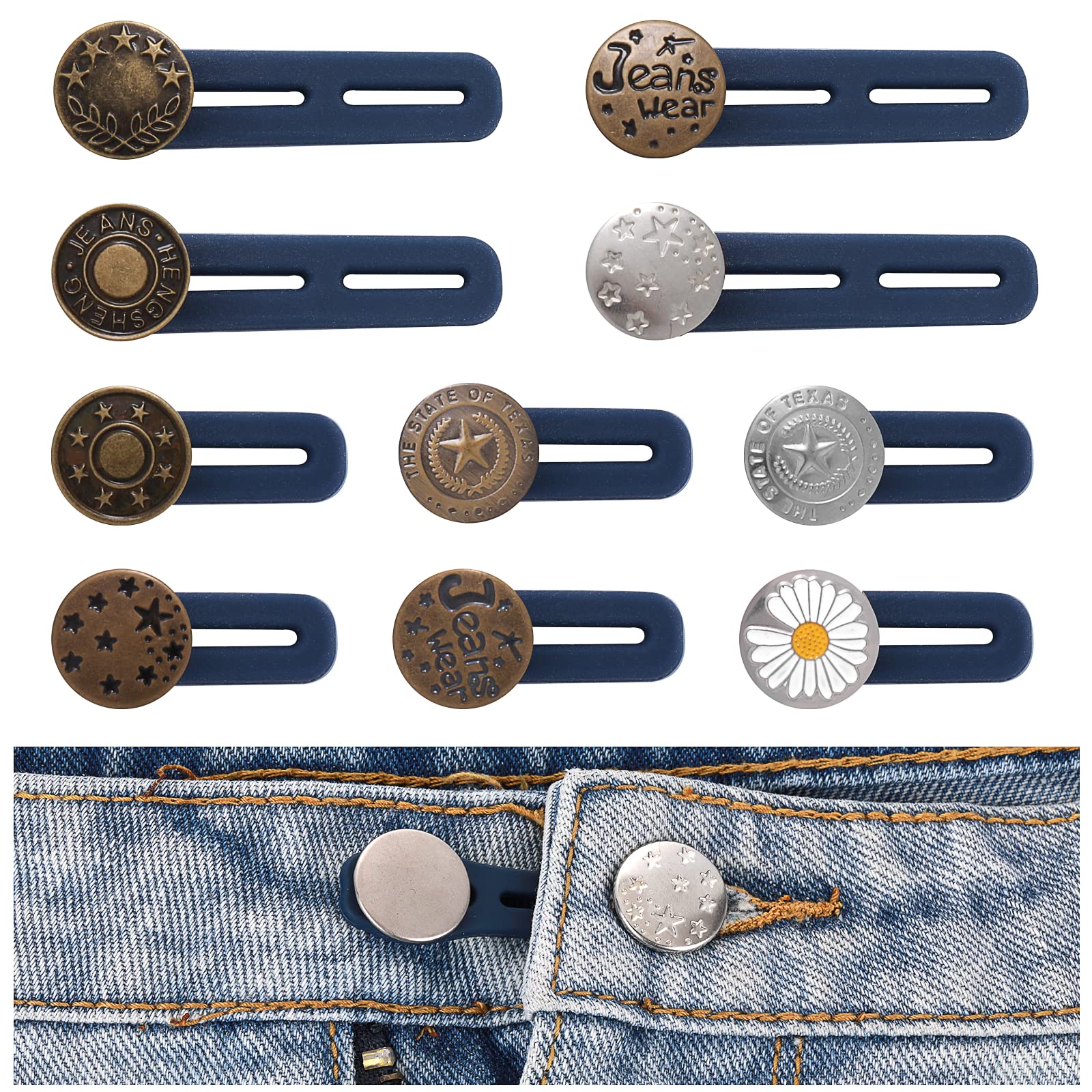 Mua 10 Pack Pants Expander Button, 10 Styles Jeans Waist Extender ...