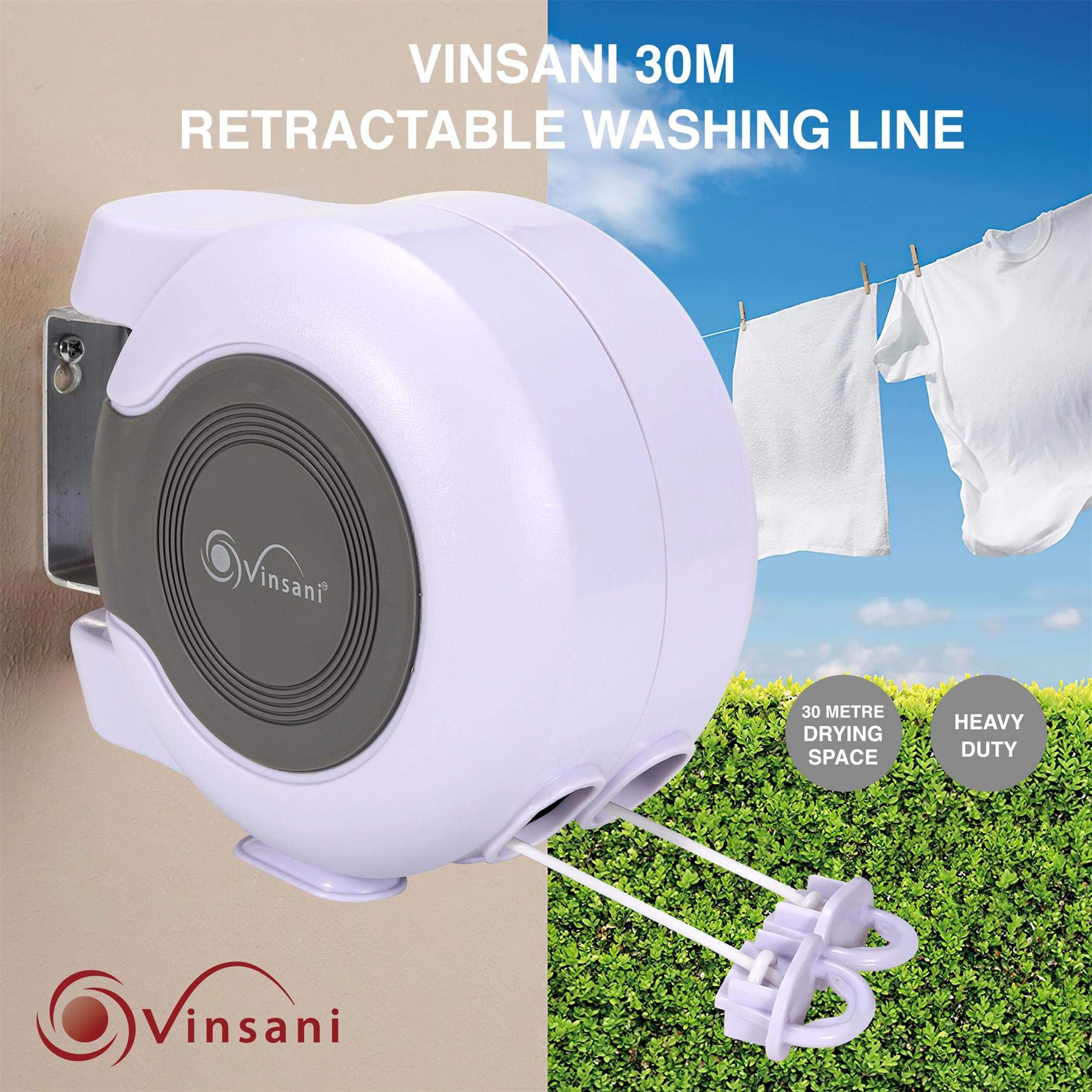 Mua Vinsani 30 metre Retractable Reel Clothes lines Washing Line with ...