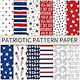 Amazon.com : Whaline 40 Sheets Patriotic Pattern Paper Star Fireworks ...