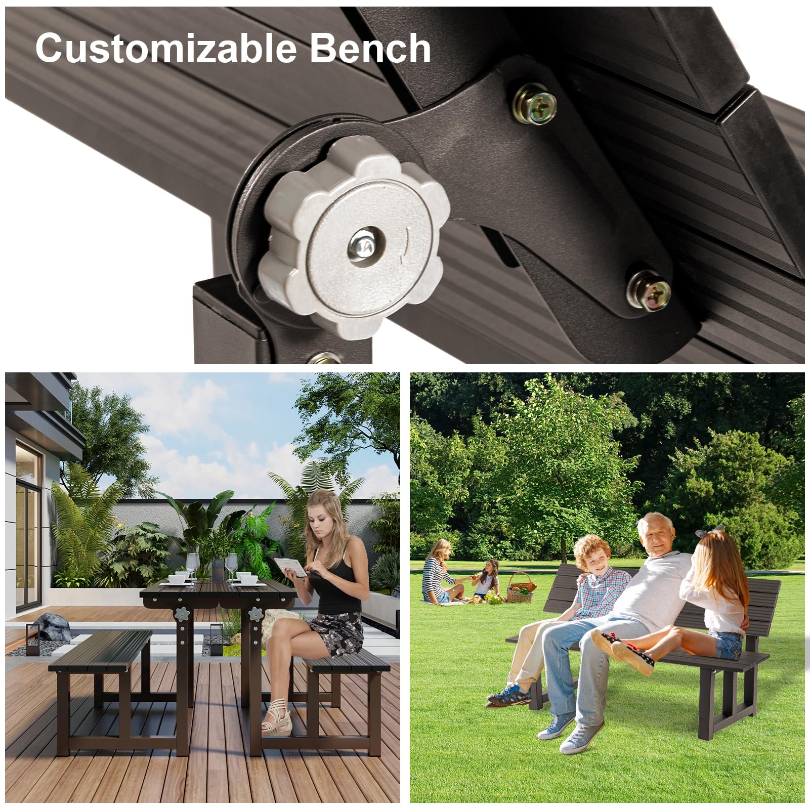 Mua TECSPACE Aluminum Outdoor Convertible Bench, Brown, 400 LBS Load ...