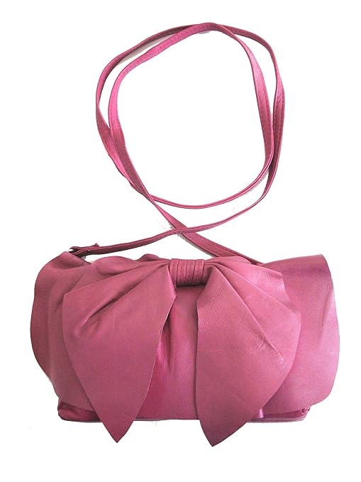 Fuschia Pink Purple Bow Small Clutch Shoulder Evening Bag Handbag PU ...
