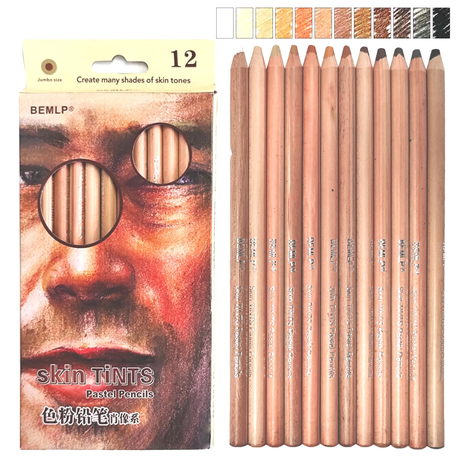 Mua BEMLP 12 Professional Soft Pastel Pencils Wood Skin Tints Pastel ...