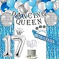 Amazon.com: APINWIN Blue Silver Dancing Queen 17th Birthday Party Decorations for Girl Women ...