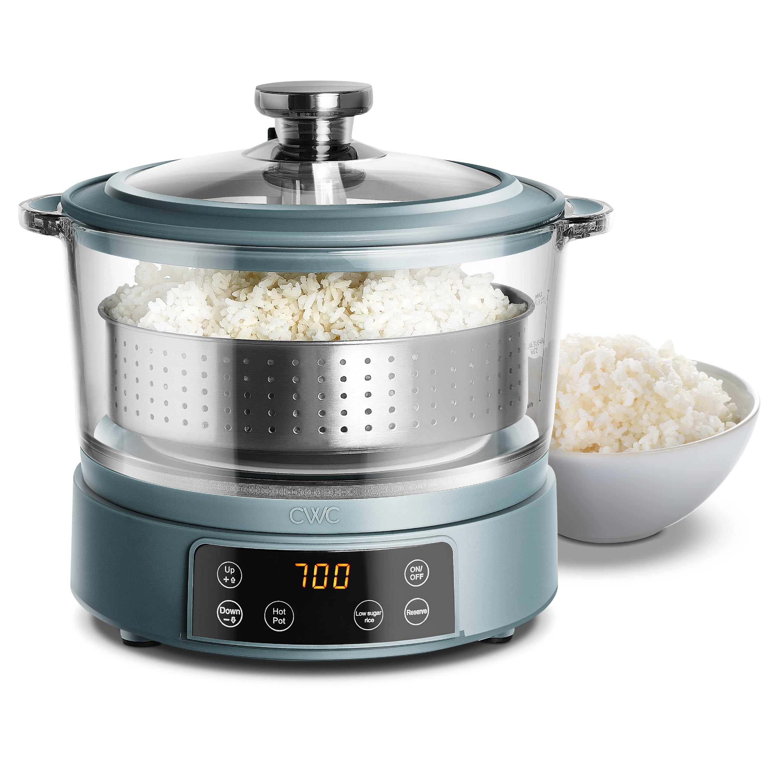 COOK WITH COLOR 3L Glass Low Carb Rice Cooker - Makes 6 Cups Cooked Low ...