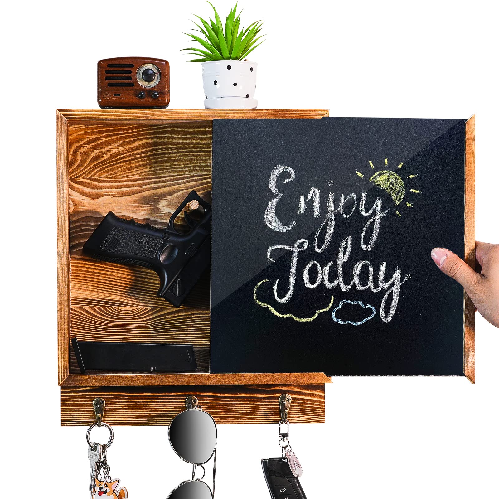 MOCAS Hidden Gun Storage, Hidden Wall Gun Safe Pistol Rack Shelf with 3 ...