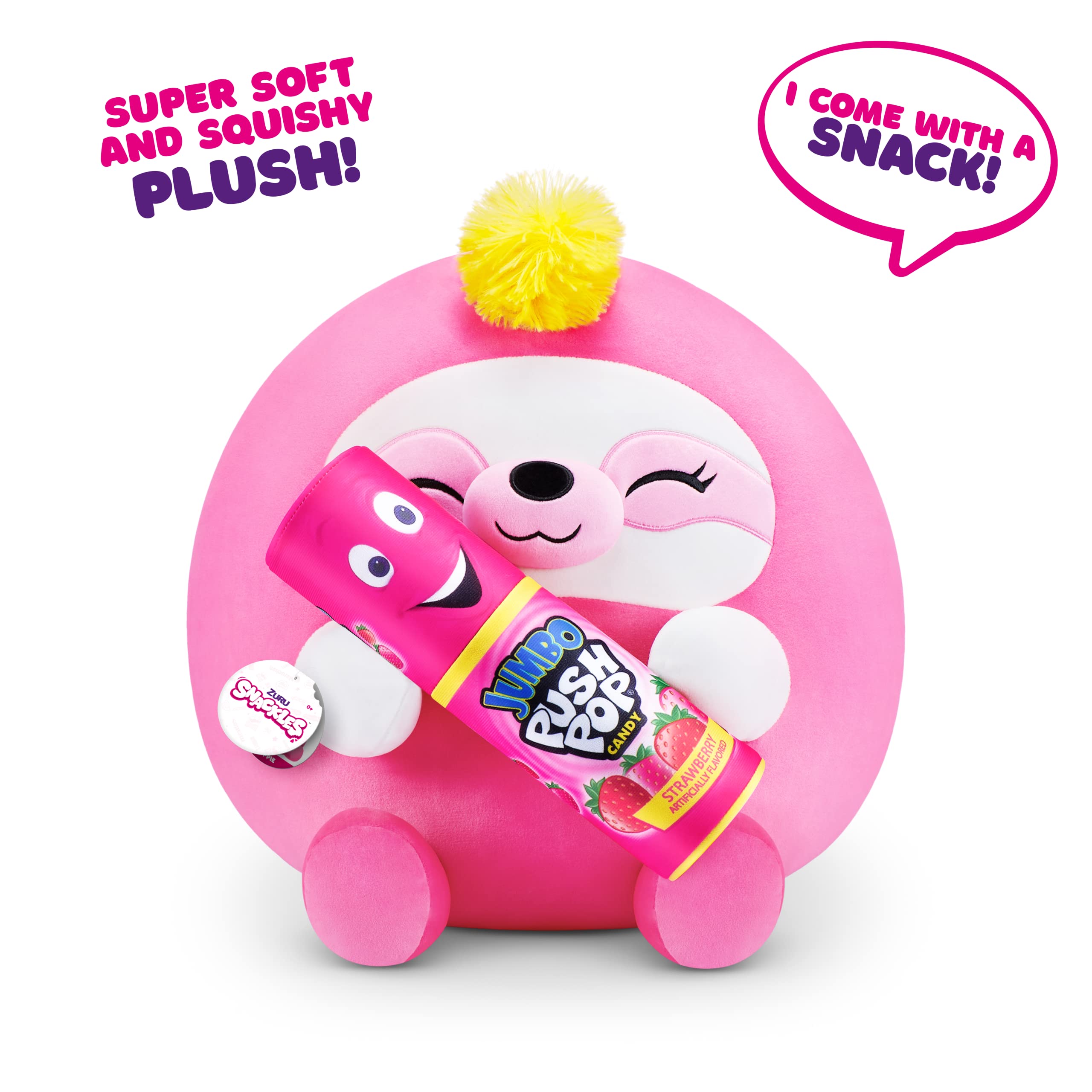 Snackles (Push Pop) Sloth Super Sized 14 inch Plush by ZURU, Ultra Soft ...