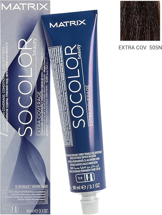 Matrix Socolor Extra Coverage Light Brown Natural 505N Permanent Cream ...