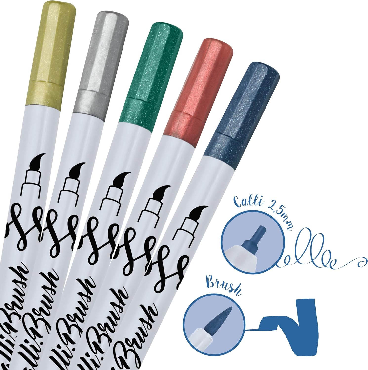 ONLINE Callih Handlettering Brush-Pens Metallic | Set of 5 brush pens ...