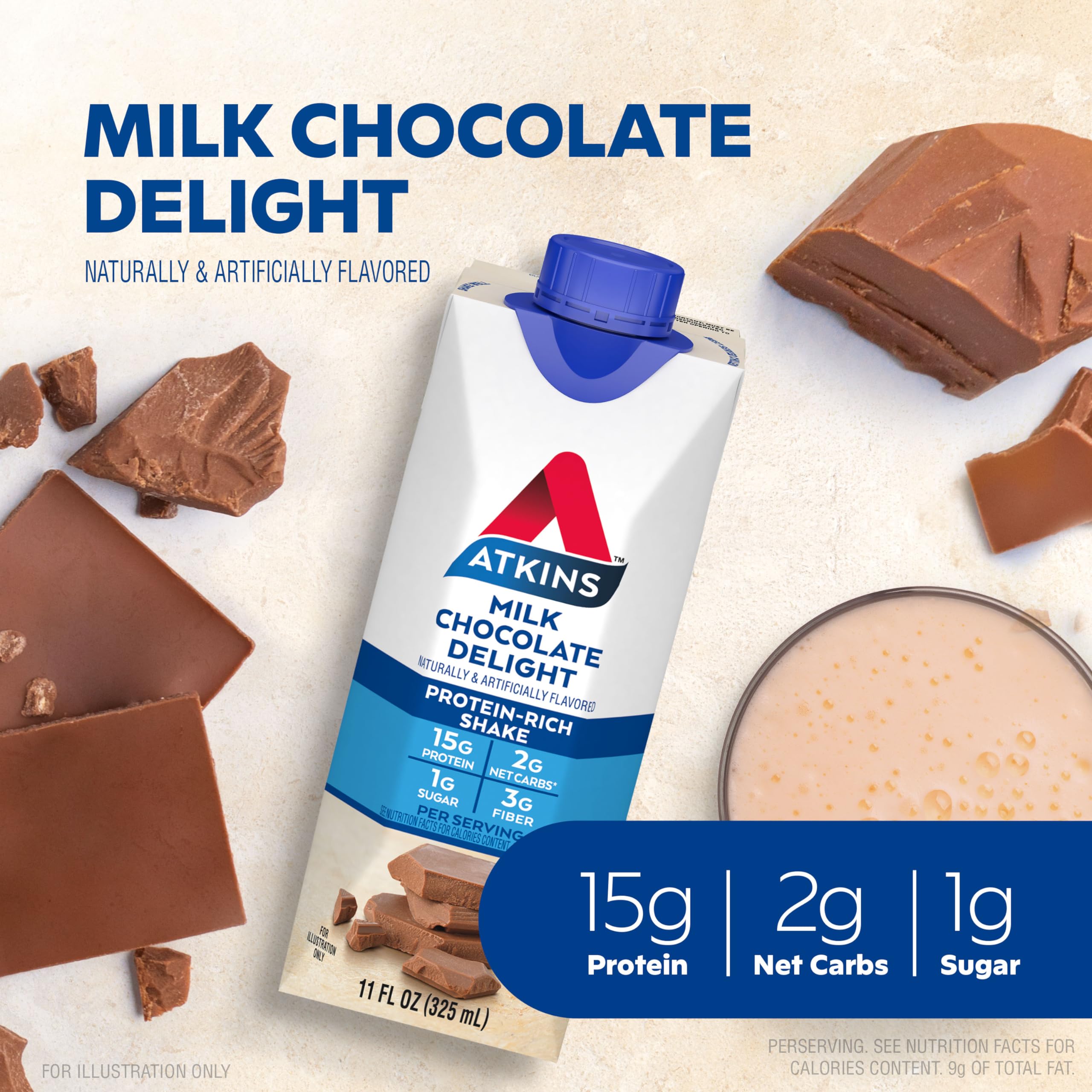 Mua Atkins Milk Chocolate Delight Protein Shake, 15g Protein, Low ...