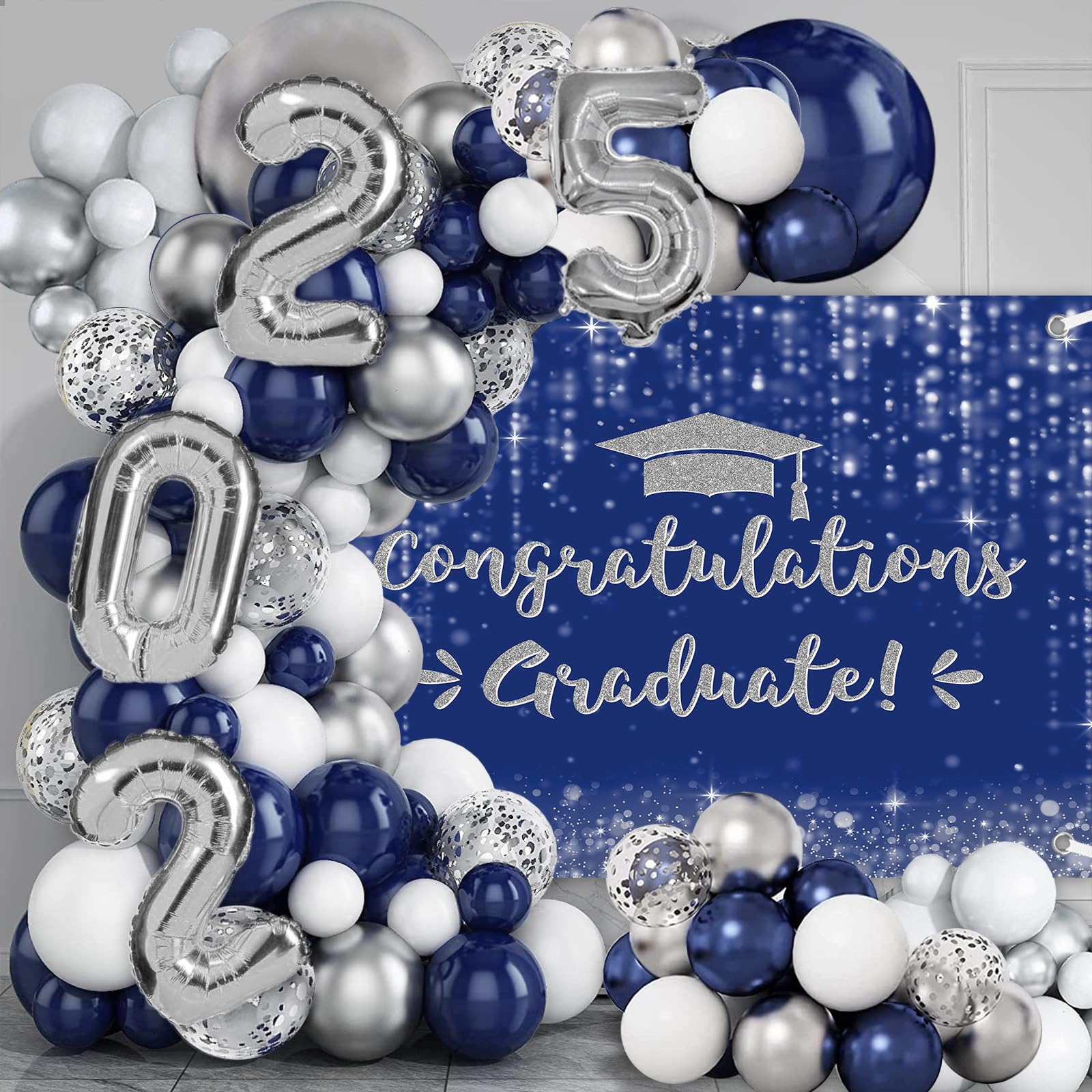 MEHOFOND Blue Graduation Decorations Set Class of 2025 Graduation ...